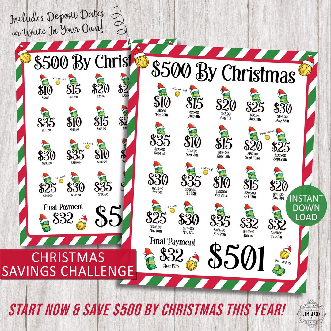 500 Savings Challenge, Printable Money Tracker, Christmas Saving ...