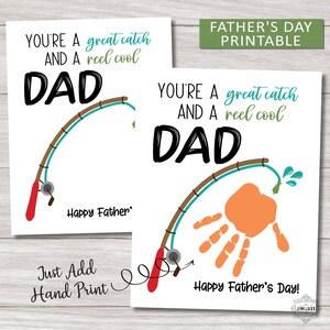 Handprint Fathers Day Gift, Bonus Dad Gift, Fishing Themed Fathers Day ...