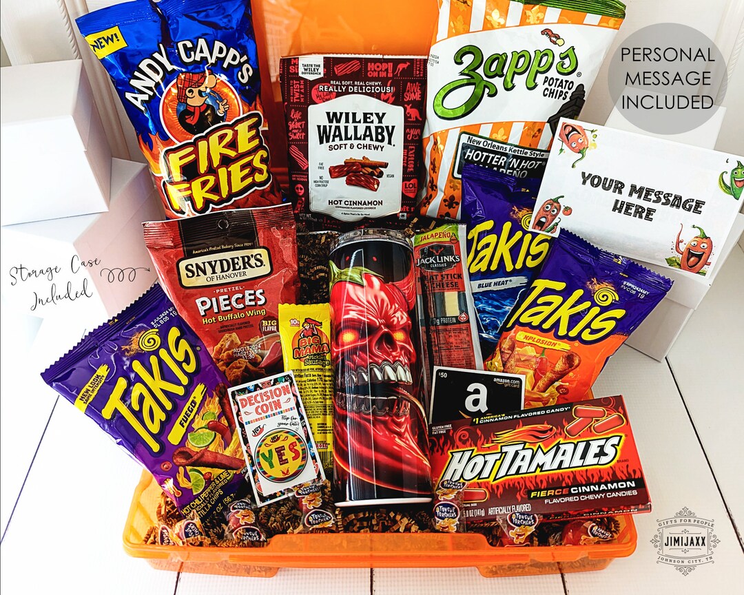Spicy Snacks and Treat Box, Manly Gifts for Fathers Day, Hot and Spicy ...