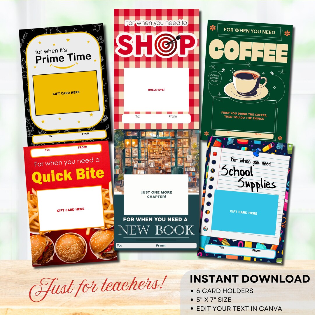Teacher Appreciation Gift Card Book Mini Bundle, School Principal Gift ...