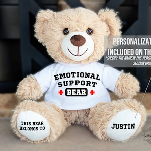 Emotional Support Stuffed Animal Bear, Anxiety Bear With Name, Sensory ...
