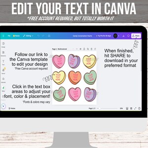 Valentine Candy Hearts PNG SVG: Digital Download, Add Your Text, Edit ...