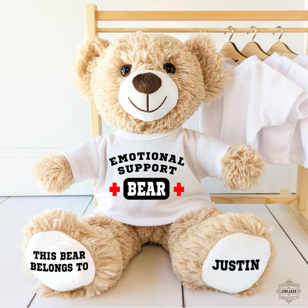 Emotional Support Stuffed Animal Bear, Anxiety Bear With Name, Sensory ...