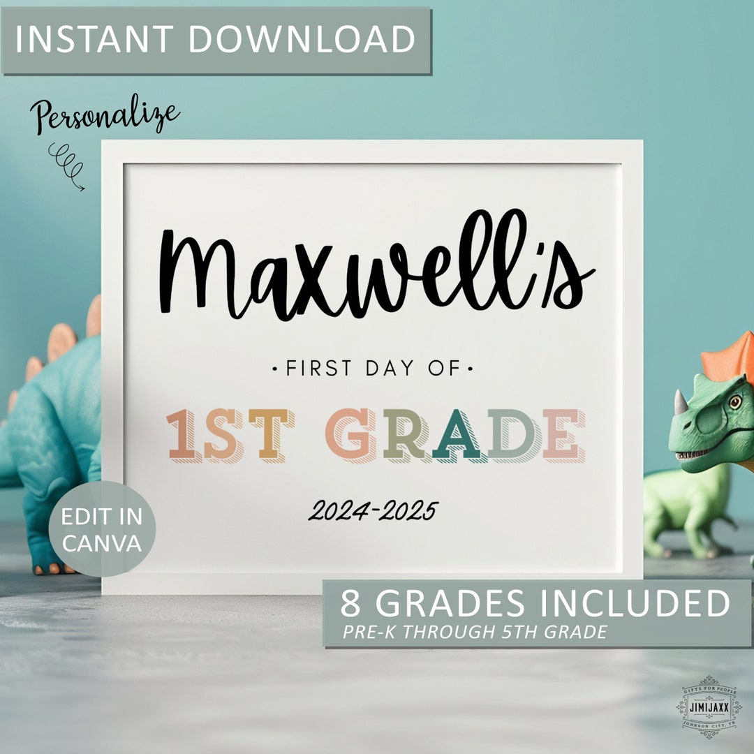 Simple First Day of School Sign, Printable Back to School Board, First ...