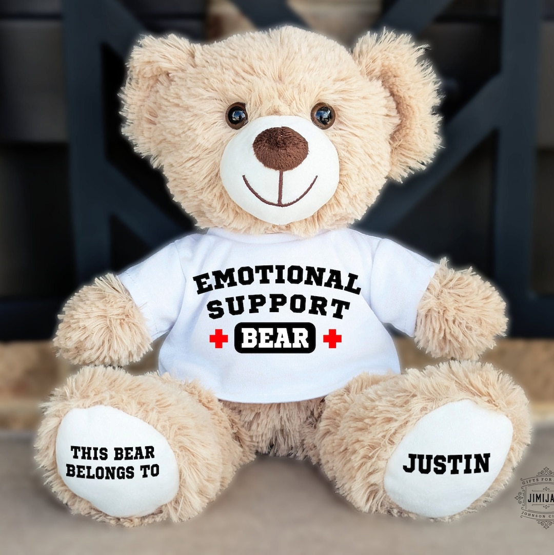 Emotional Support Stuffed Animal Bear, Anxiety Bear With Name, Sensory ...