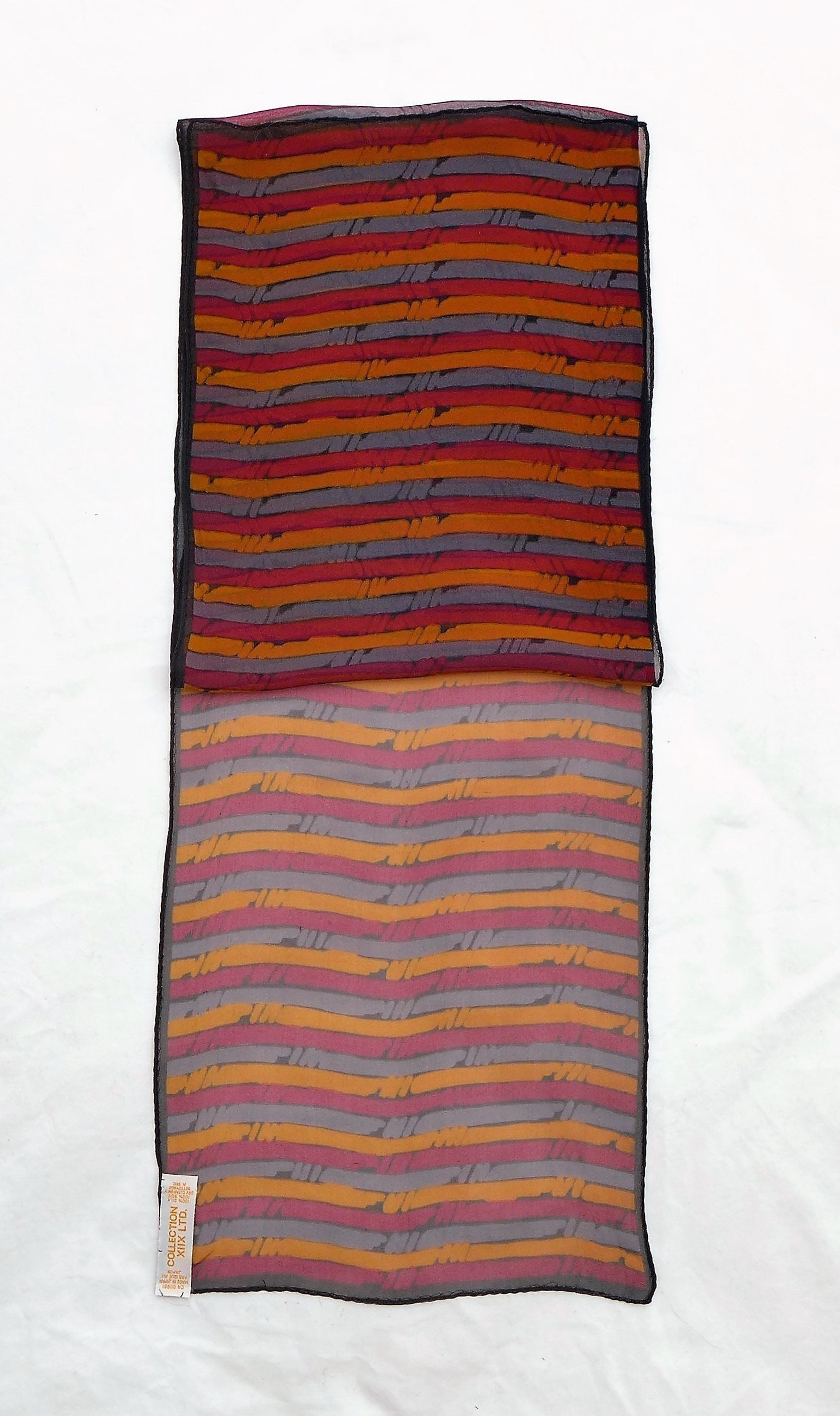 Vintage Collection XIIX Silk Chiffon Maroon Gold Gray Modern Striped ...