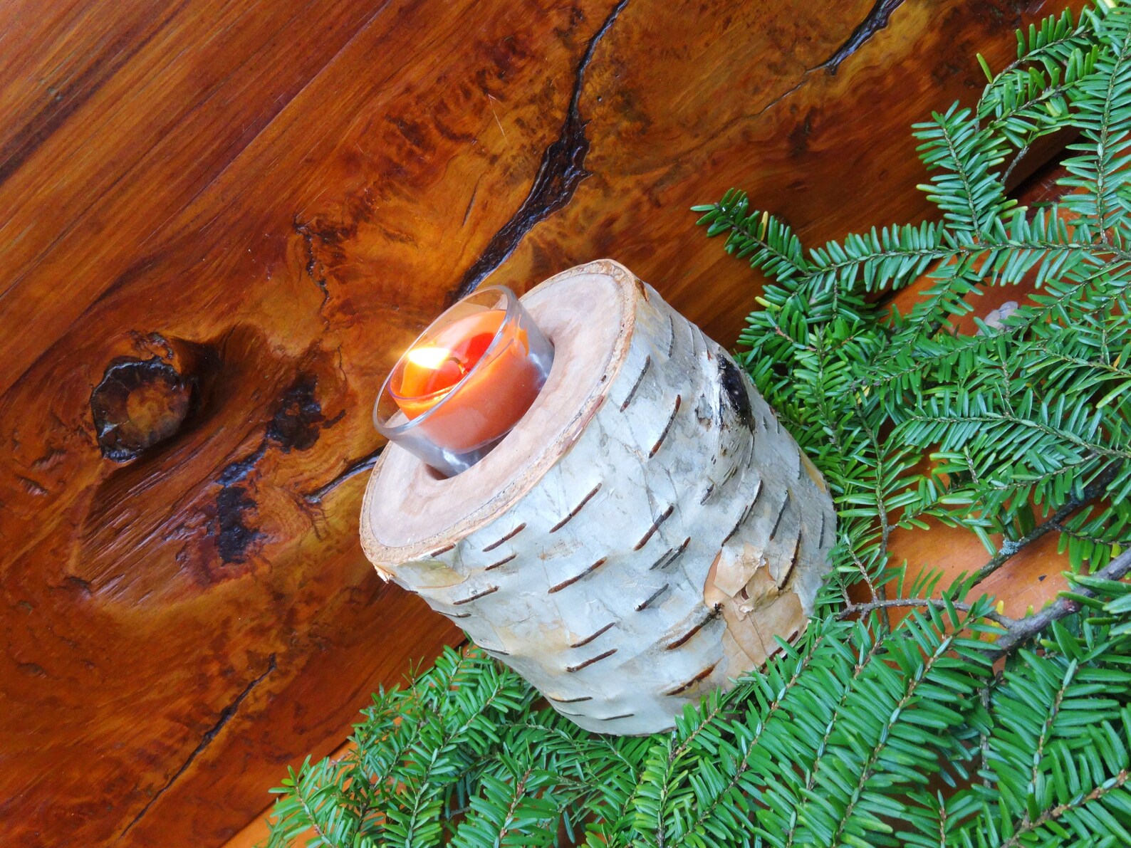 All Natural Birch Wood Log Candle Holder - A Rustic Candle Holder - Etsy