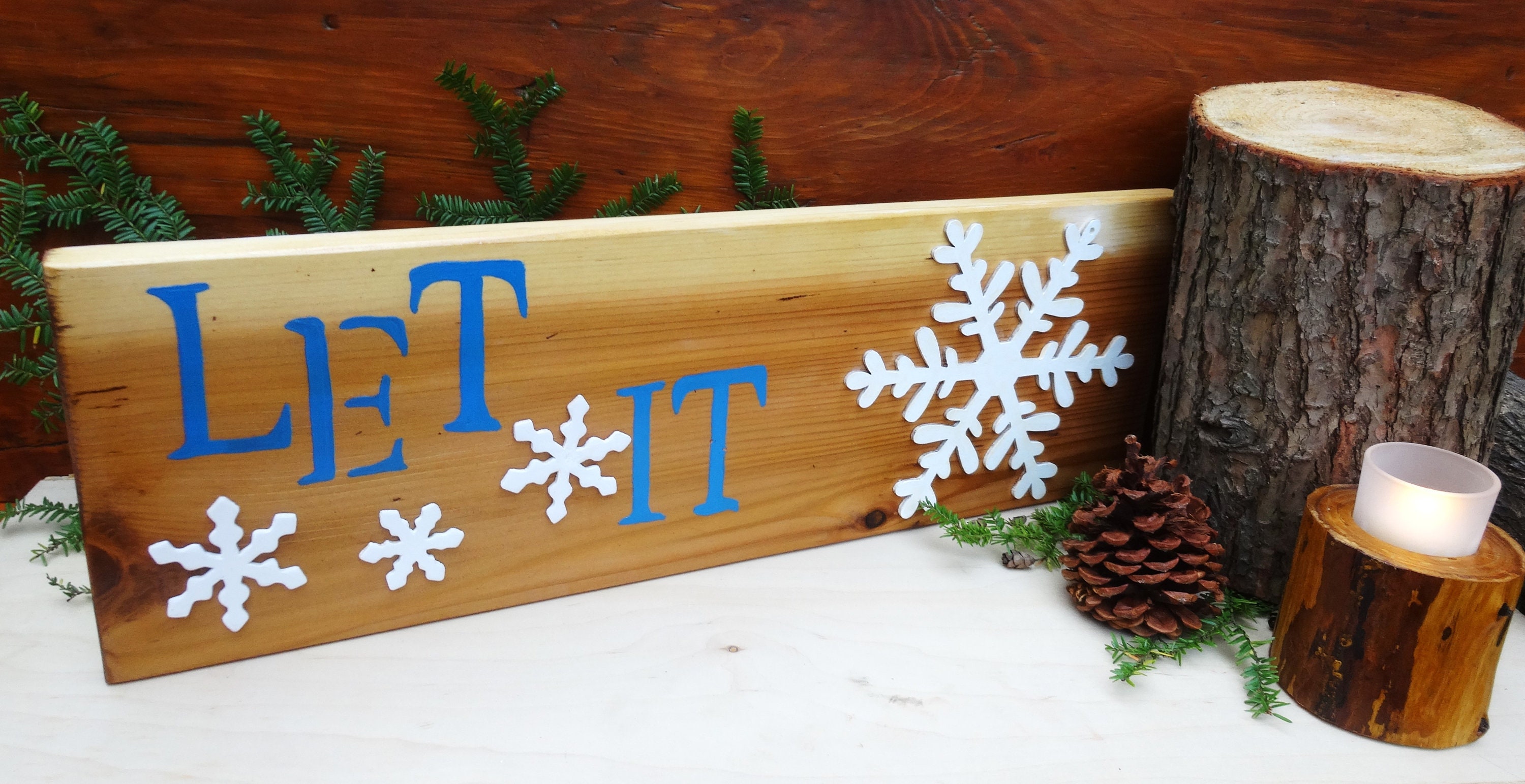 Let It Snow Sign Winter or Holiday Farmhouse Decor | Etsy