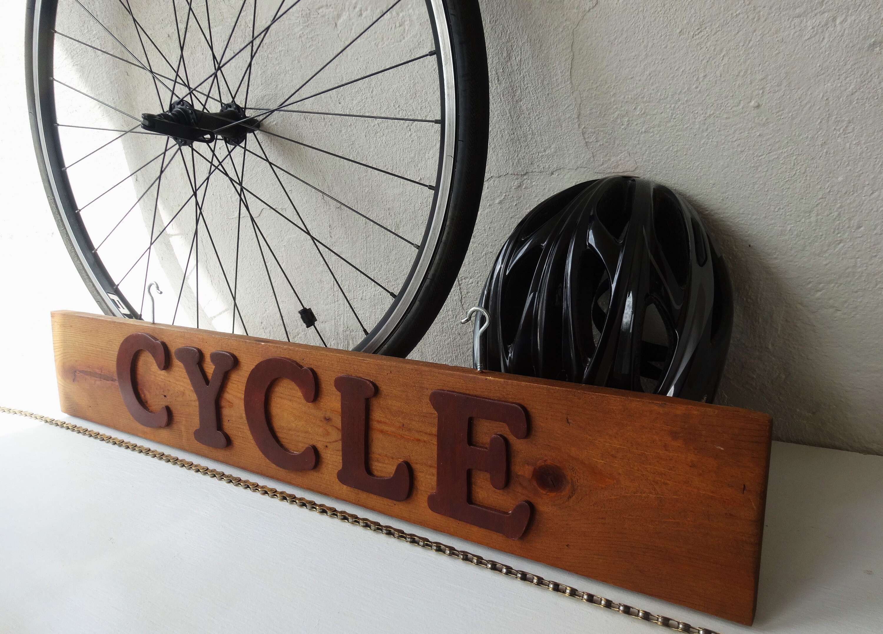 Cycle Sign Made from Reclaimed Wood | Etsy