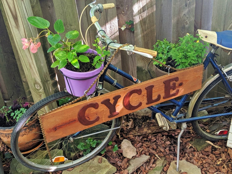 Cycle Sign Made from Reclaimed Wood | Etsy