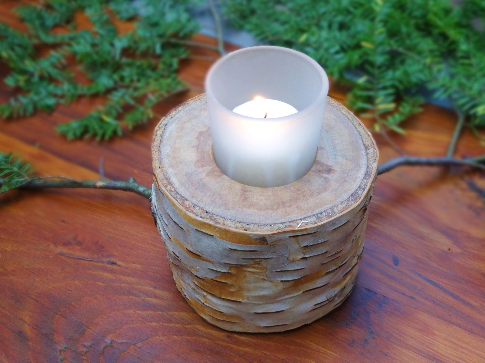All Natural Birch Wood Log Candle Holder - A Rustic Candle Holder - Etsy