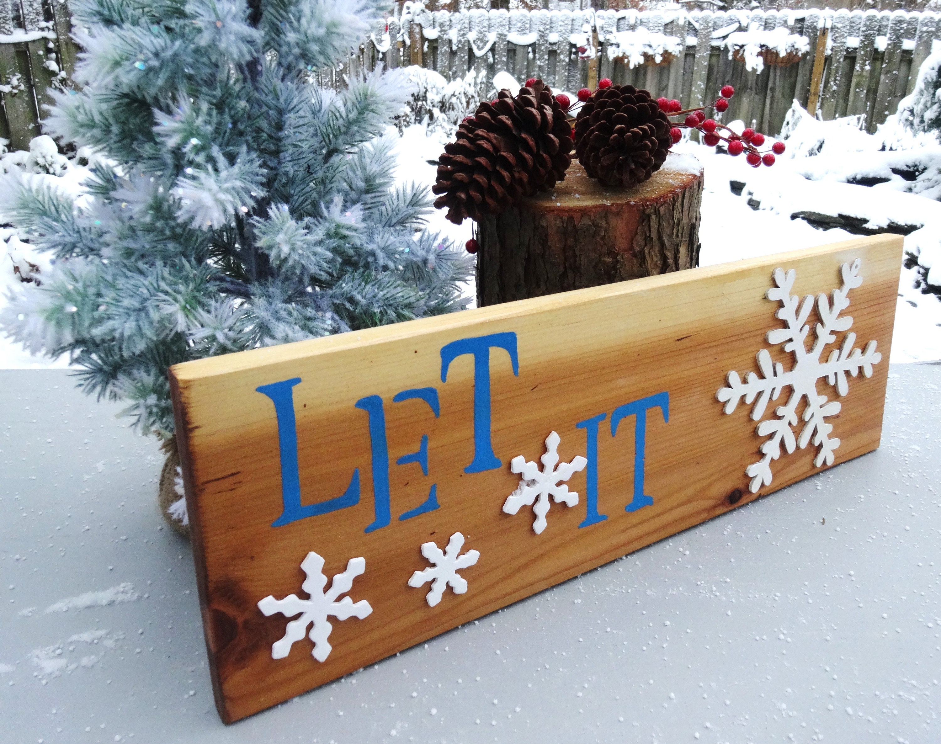 Let It Snow Sign Winter or Holiday Farmhouse Decor | Etsy