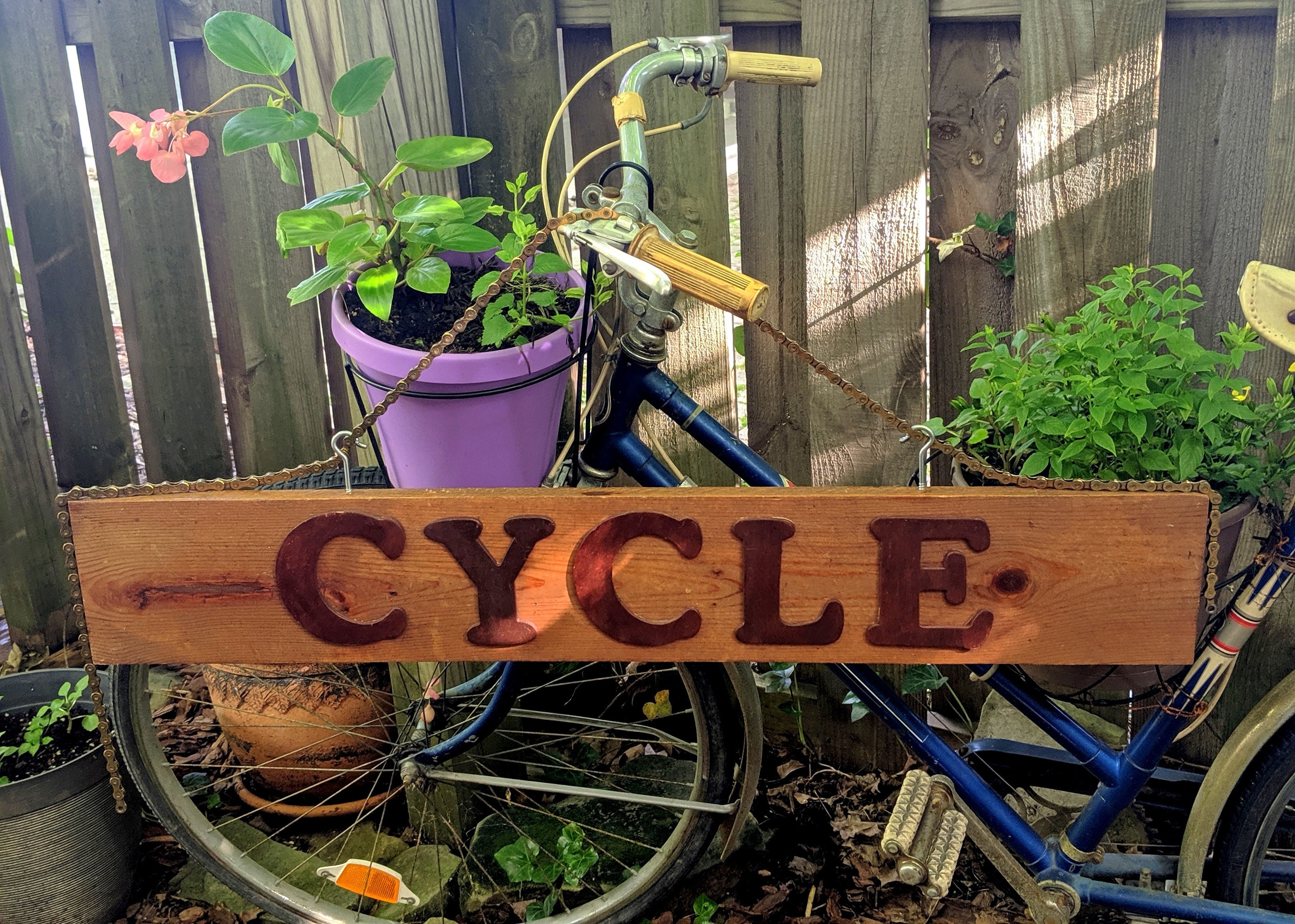 Cycle Sign Made from Reclaimed Wood | Etsy