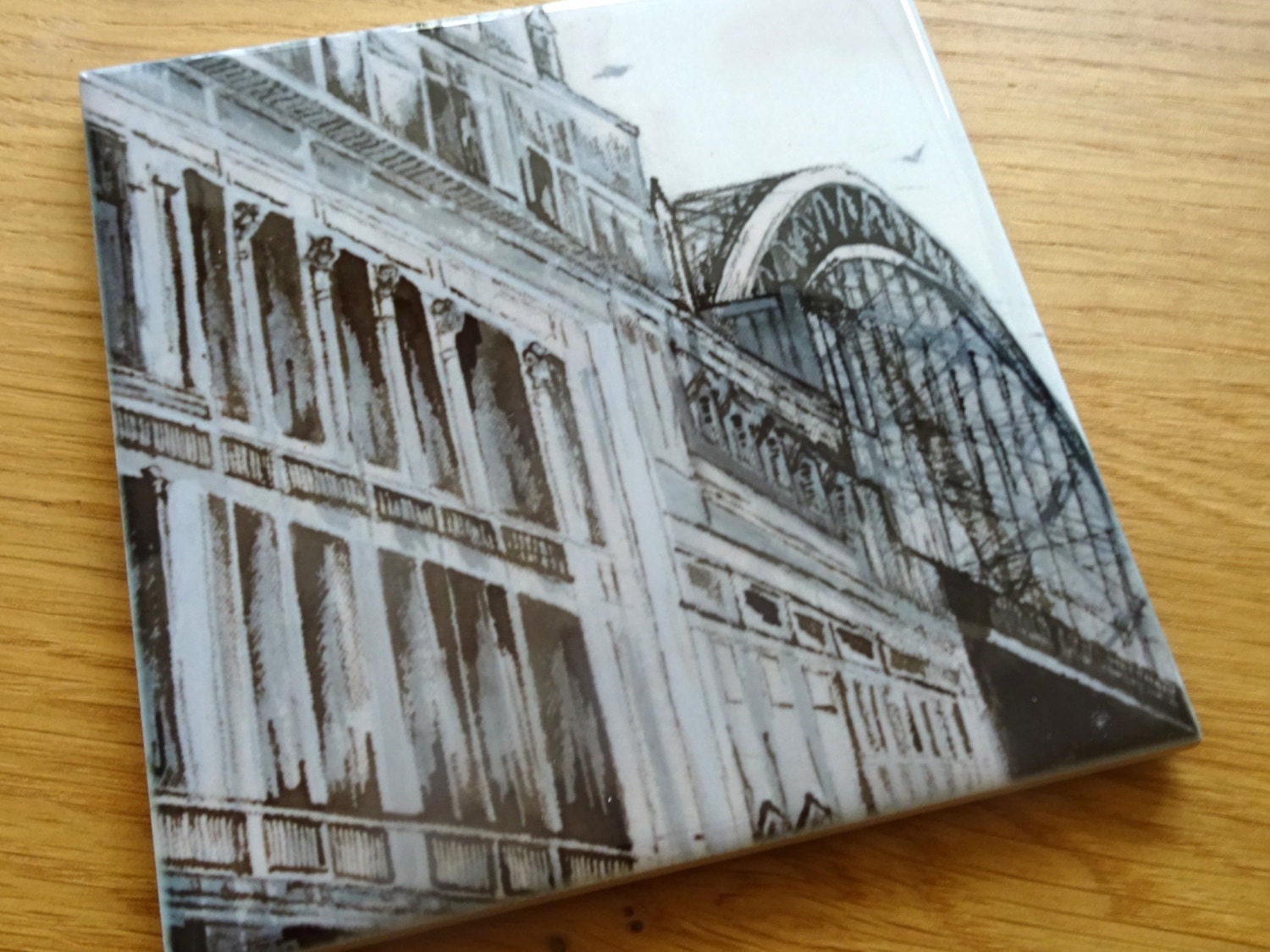 Coaster of the Tyne Bridge, Newcastle Upon Tyne, Painting, Ceramic Tile ...