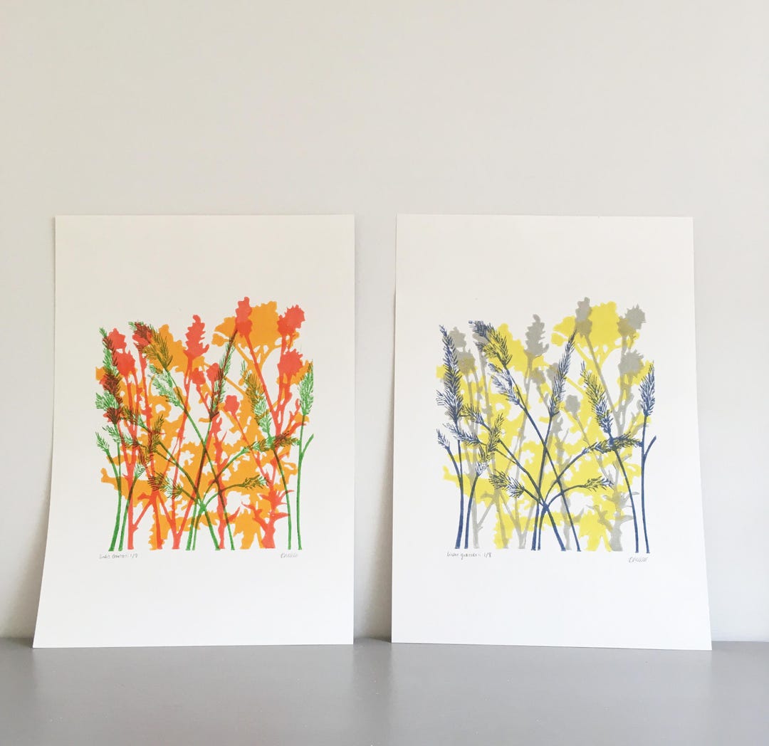 Grasses Prints, Original Linocut Prints, Botanical Print, Wall Art - Etsy