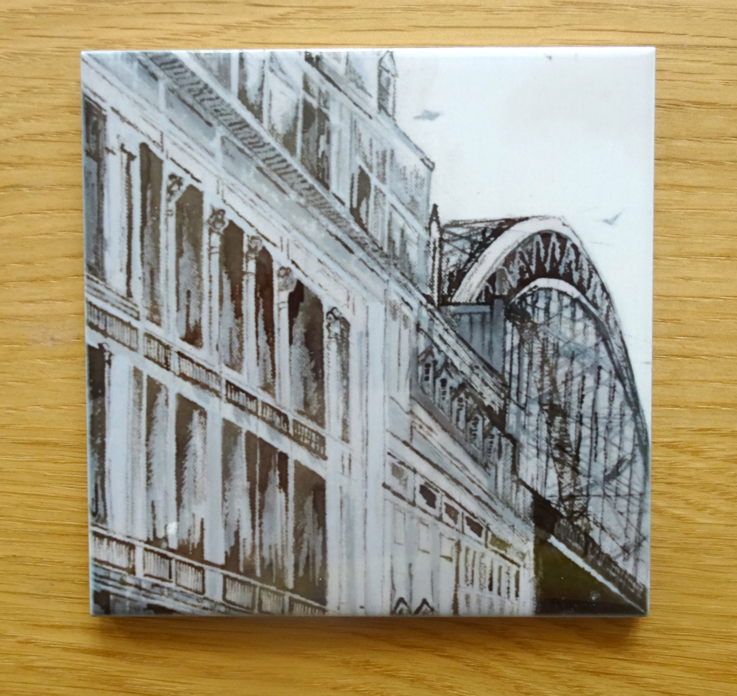 Coaster of the Tyne Bridge, Newcastle Upon Tyne, Painting, Ceramic Tile ...