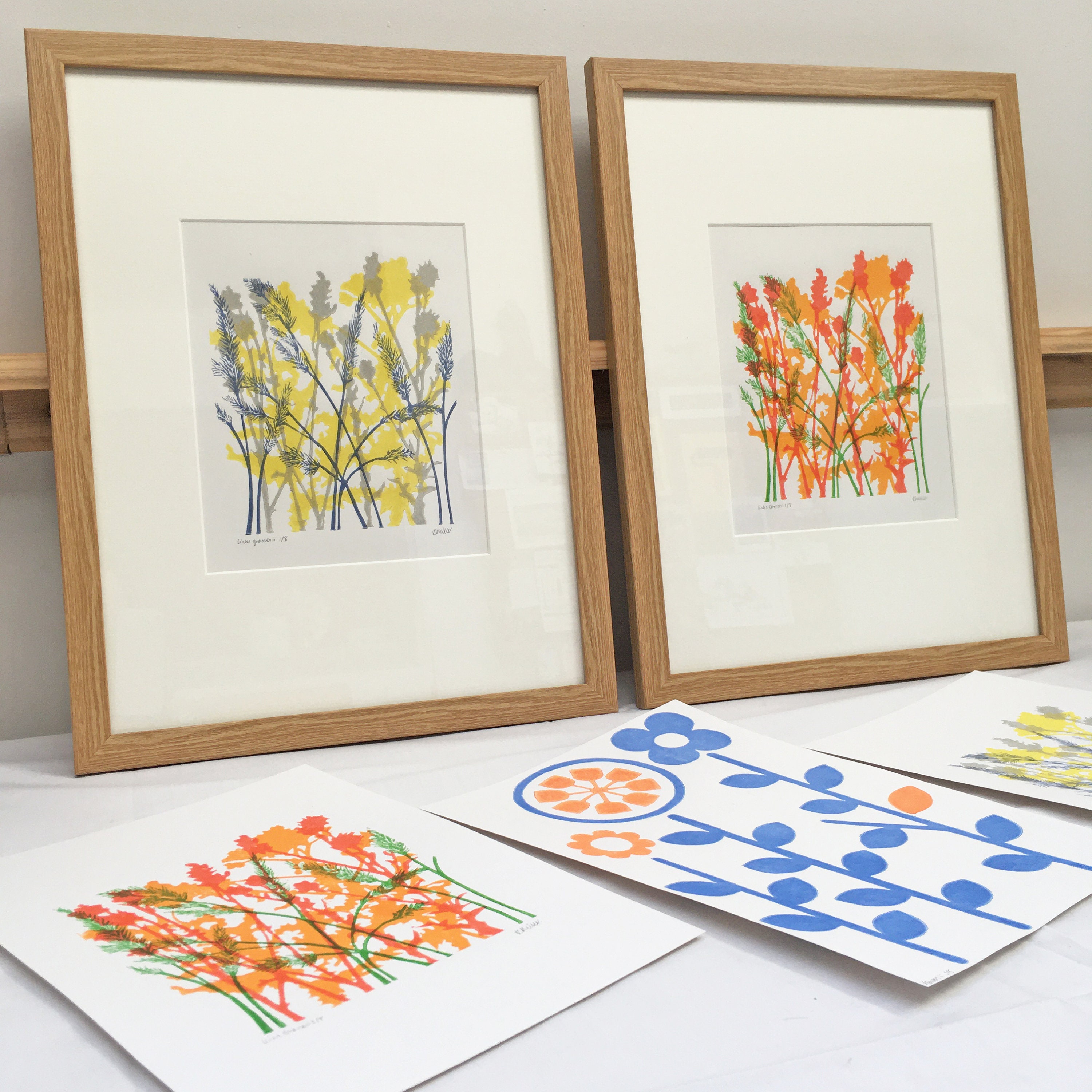 Grasses Print Original Linocut Print Botanical Print Wall - Etsy