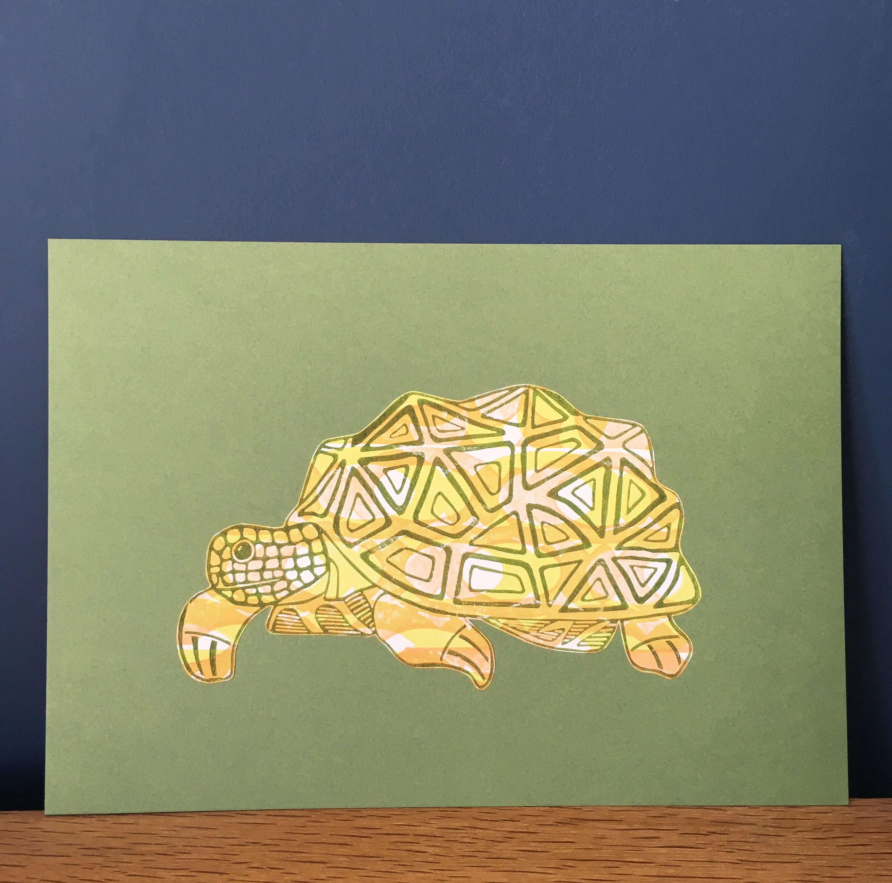 A4 tortoise print, original linocut print y collage, animal print, wall ...