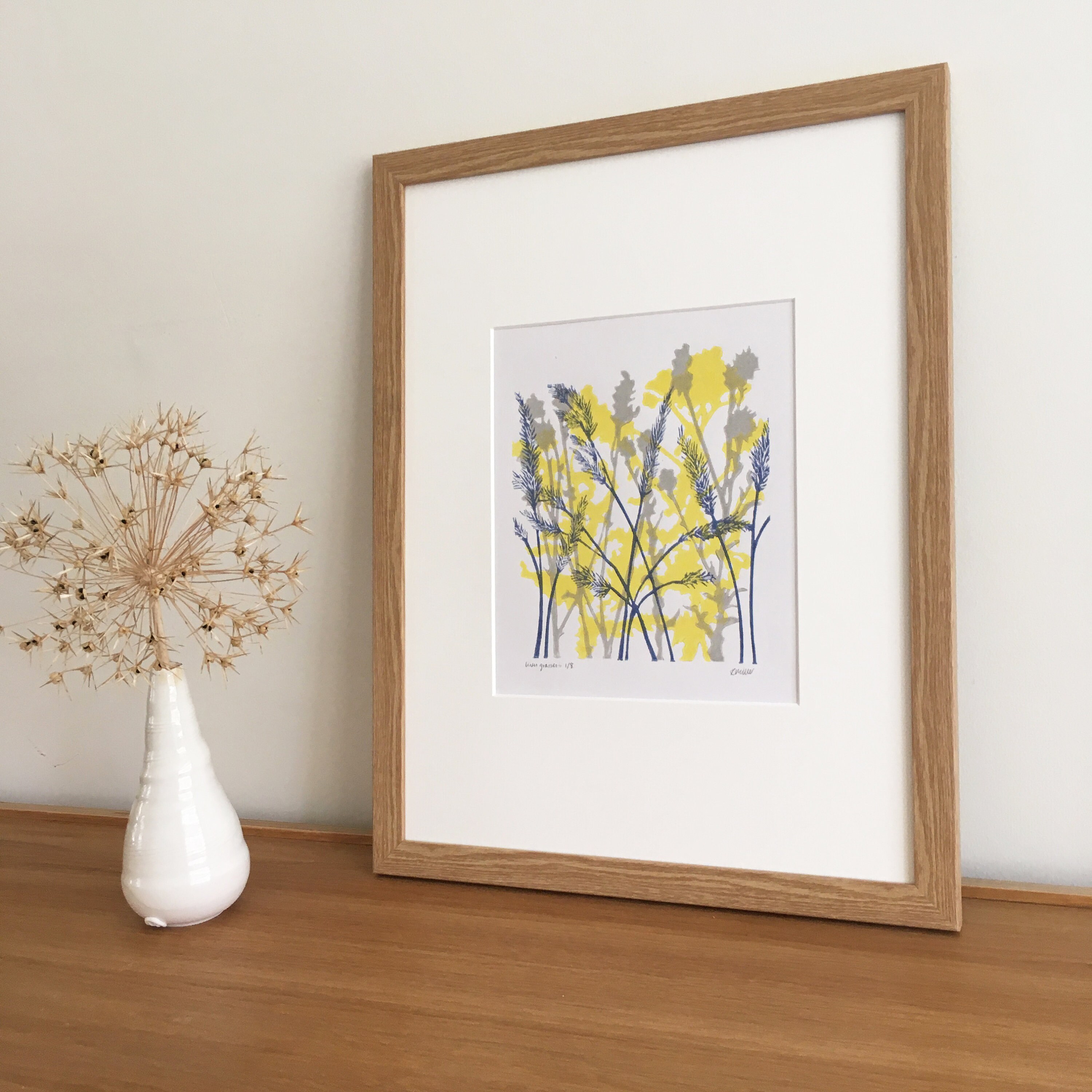 Grasses Print Original Linocut Print Botanical Print Wall - Etsy