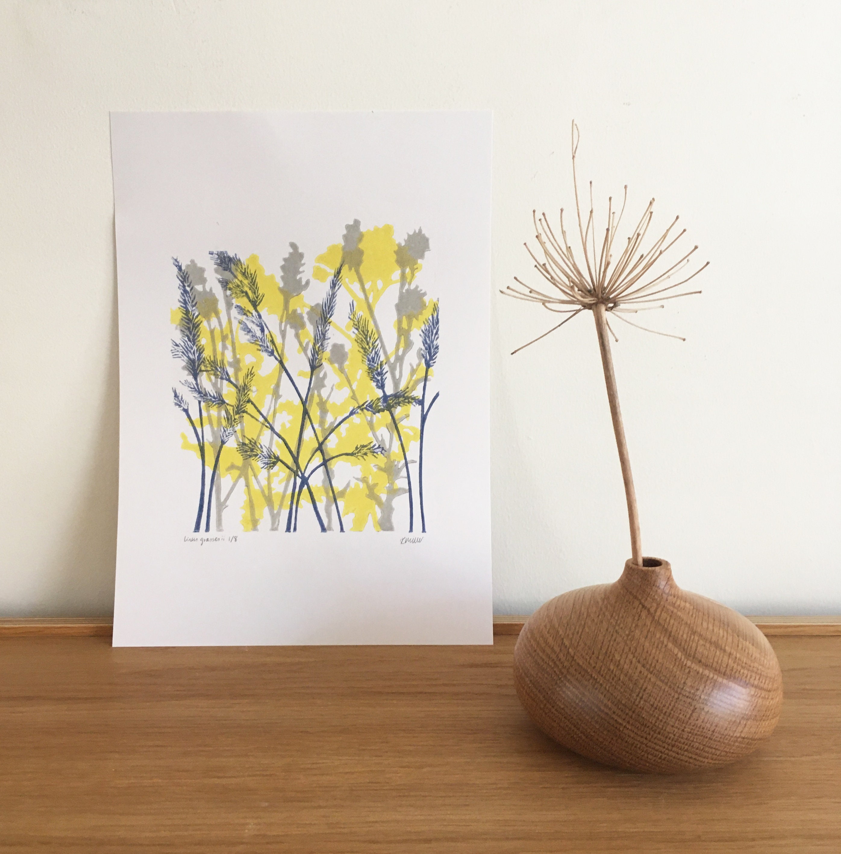 Grasses Print Original Linocut Print Botanical Print Wall - Etsy