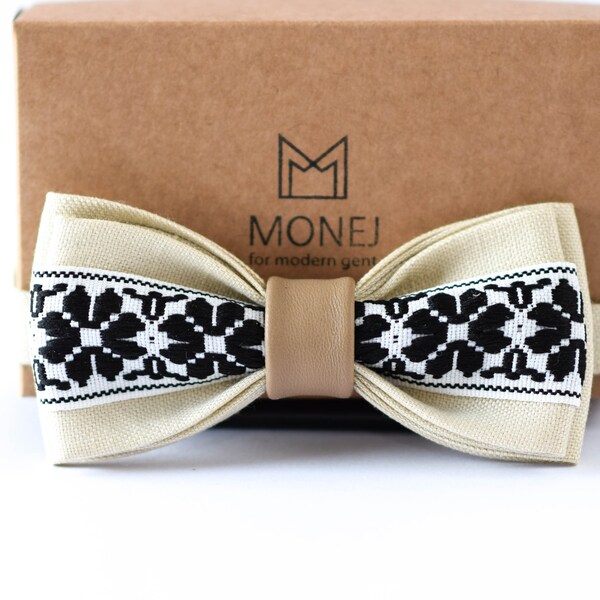 Beige Bow Tie - Etsy
