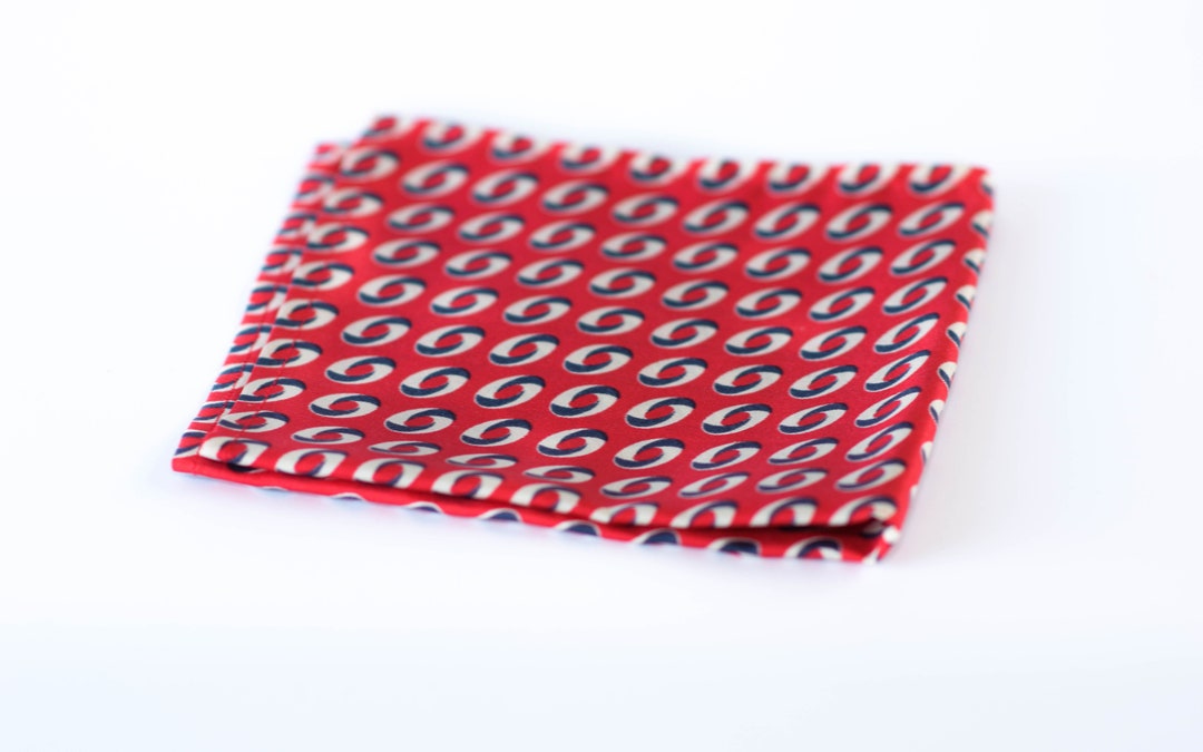 Red Silk Pocket Square, Patterned Wedding Handkerchief for Men, Retro ...
