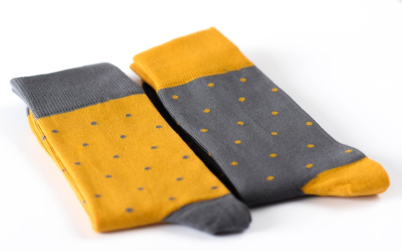 Men's Mustard Yellow Socks with Dots Crazy Cool Wedding | Etsy
