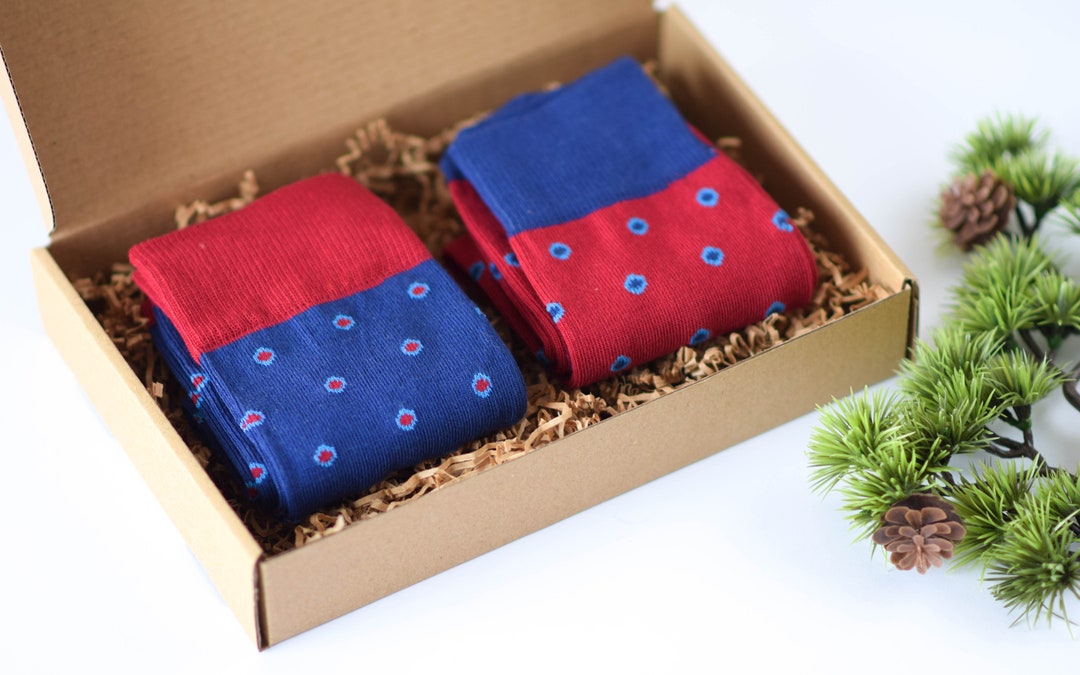 Socks Set in Gift Box, Gift Set for Men Him Husband Boyfriend Dad, Red ...