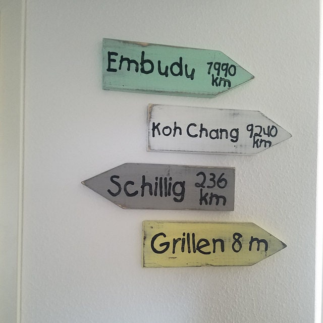 Wegweiser Schild Pfeil mit Ortsangabe und km Angabe - Etsy.de