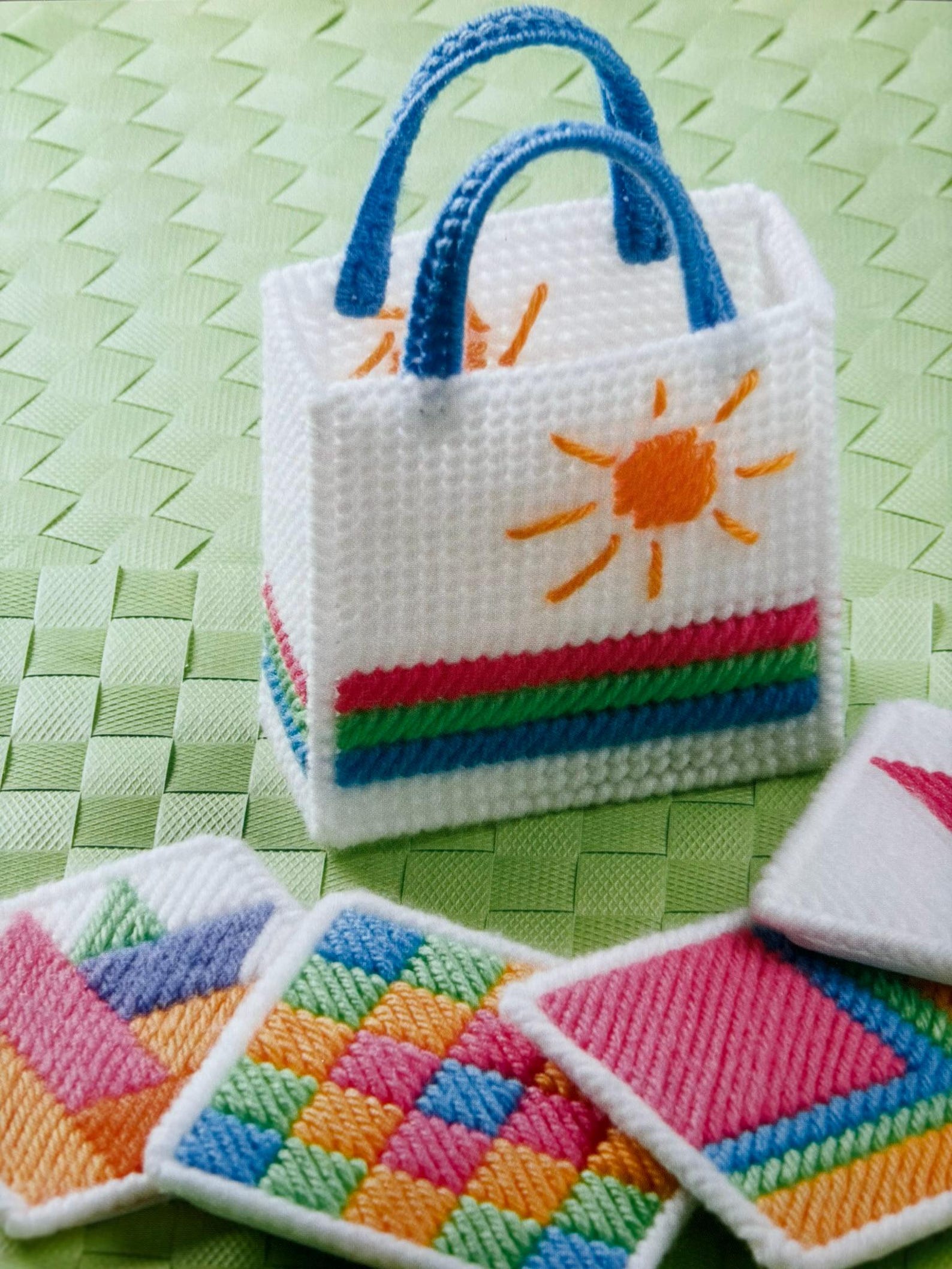 Plastic Canvas Pattern in 7 Count Tropical Escape Coasters and Holder ...