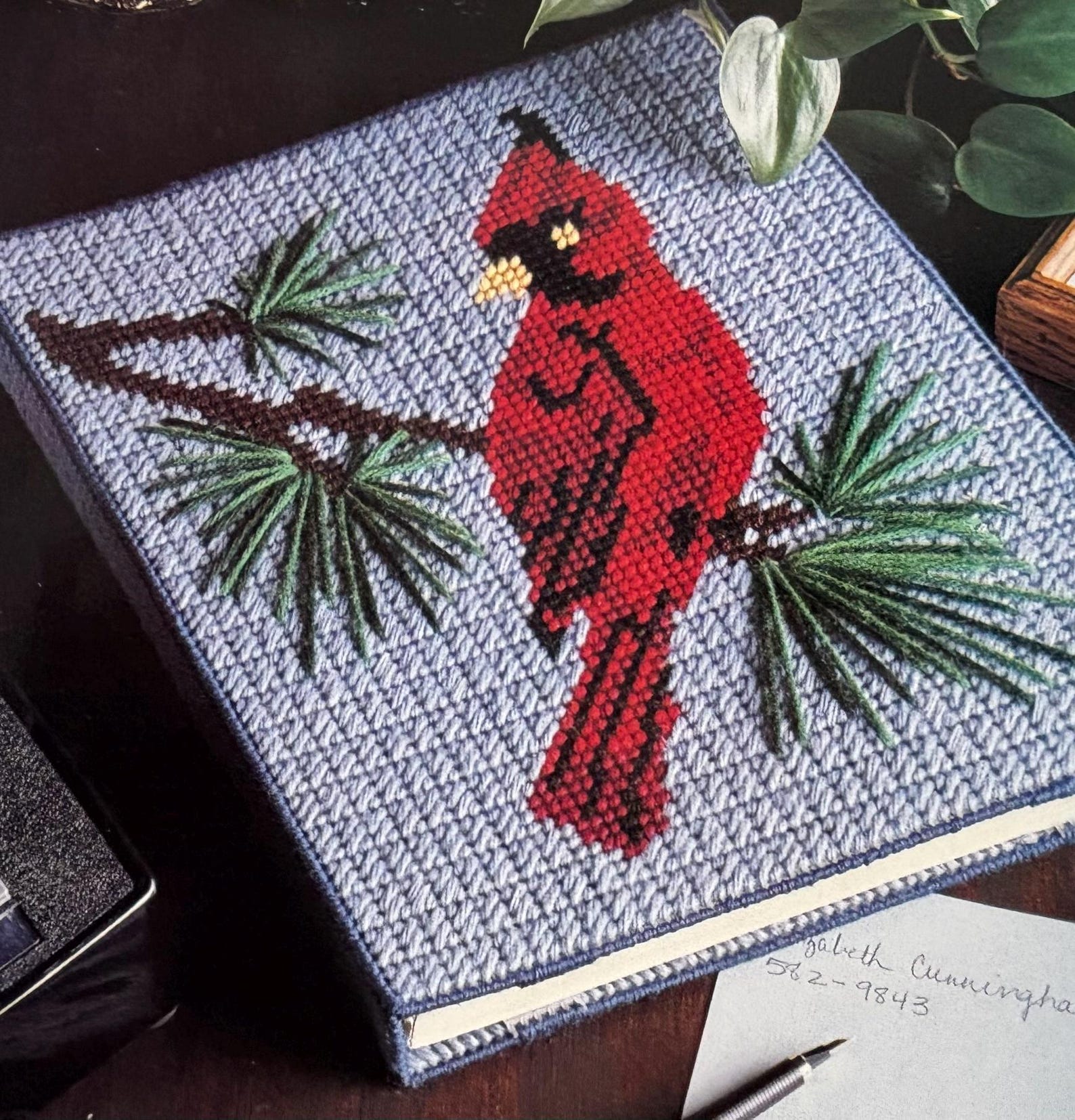 Plastic Canvas Pattern in 7 Count Cheery Cardinal Hello Book Cover ...