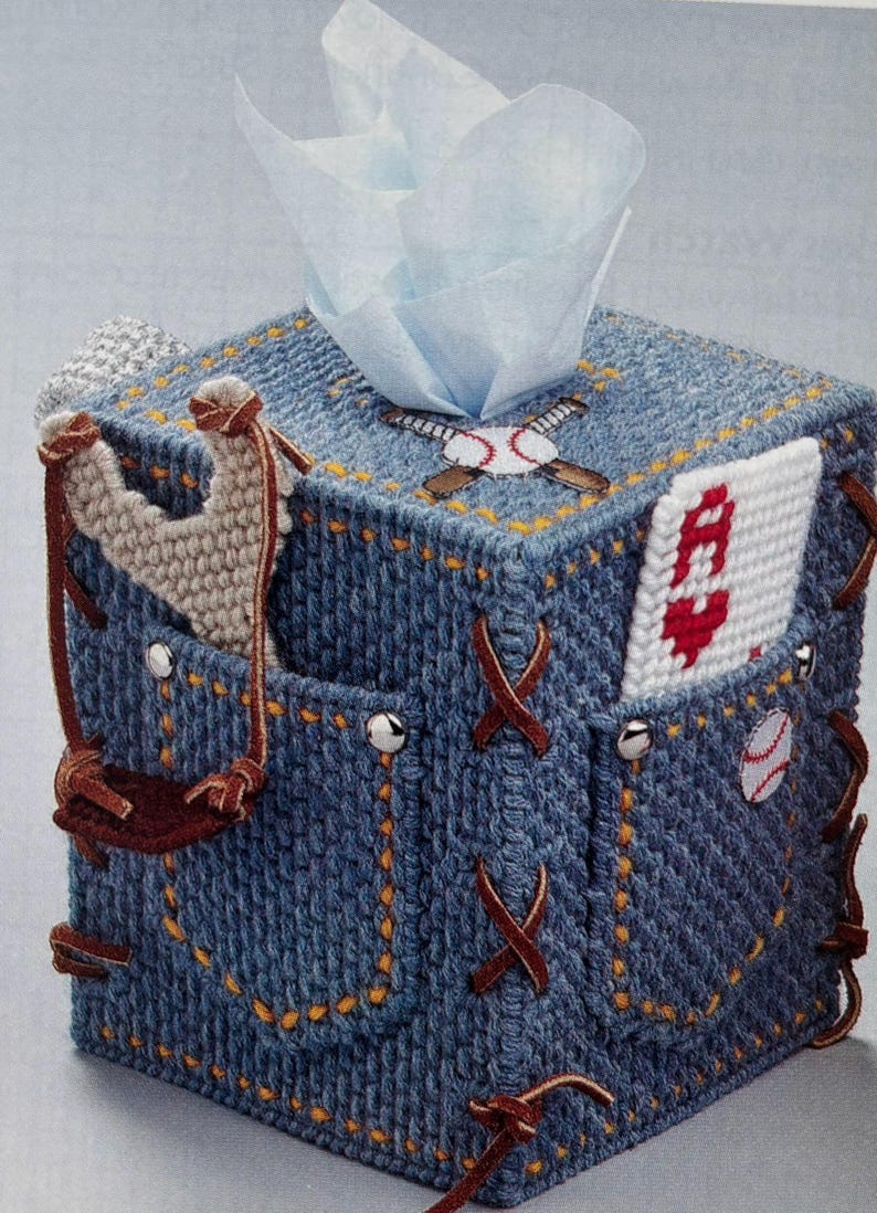 Plastic Canvas Pattern in 7 Count Cool My Favorite Pair of Jeans Tissue ...