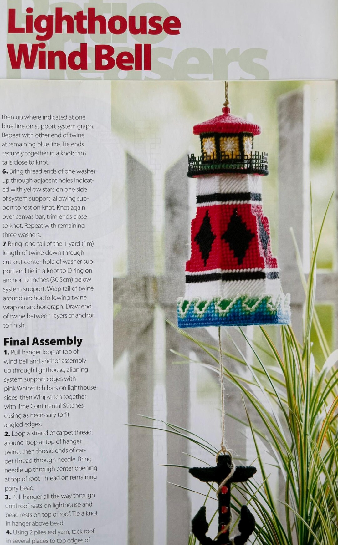 Plastic Canvas Pattern in 7 Count Lighthouse Wind Bell / Wind Chime ...
