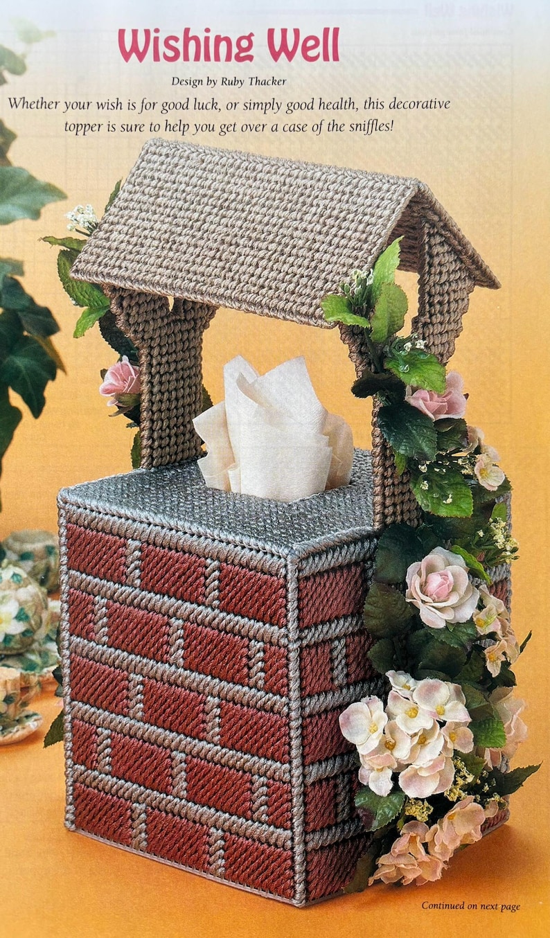 Plastic Canvas Pattern in 7 Count Pretty Wishing Well Boutique Tissue ...