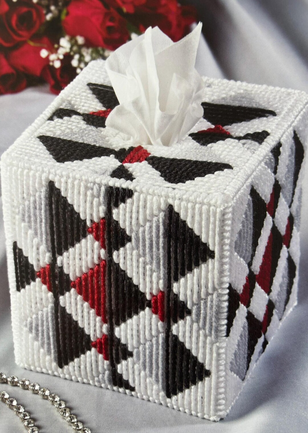 Plastic Canvas Pattern in 7 Count Shadow Diamonds Boutique Tissue ...