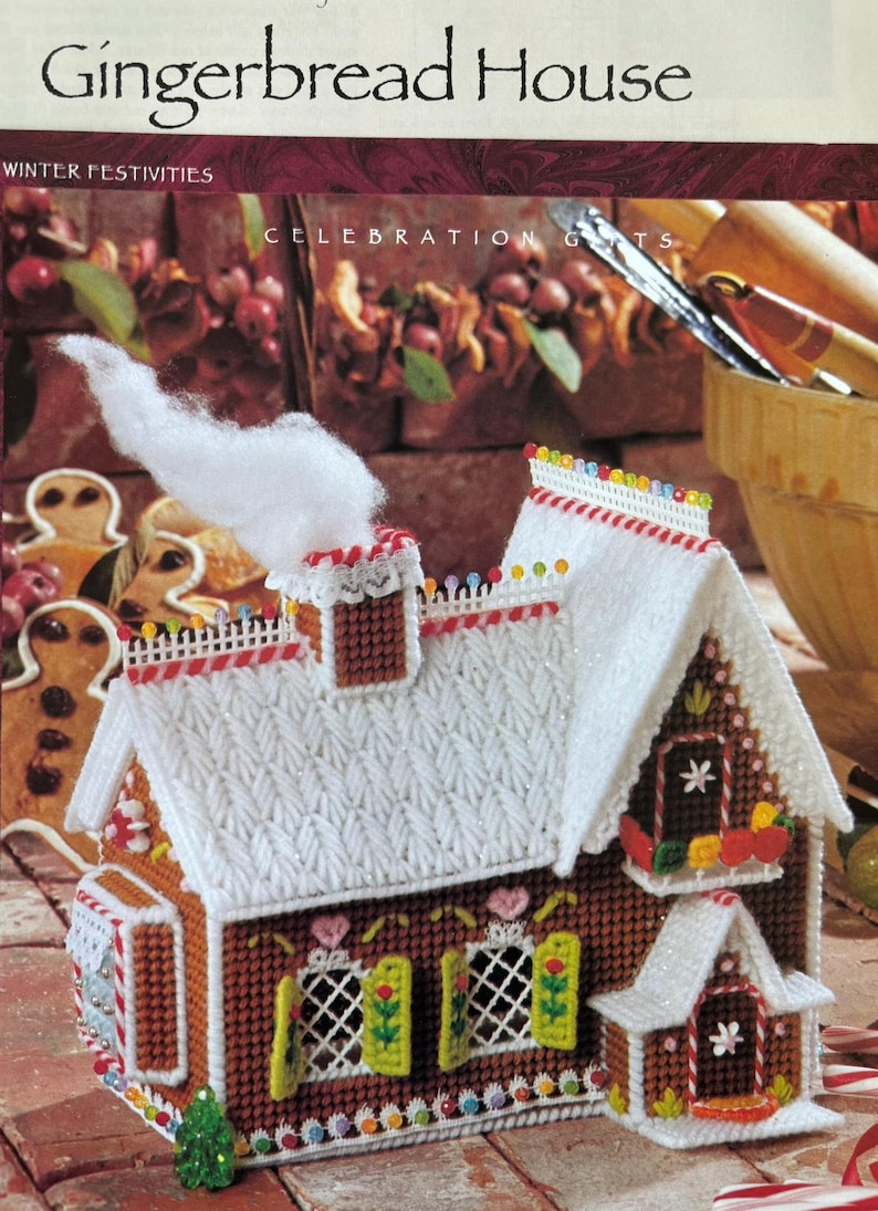 Plastic Canvas Pattern in 7 Count Gorgeous Gingerbread House Christmas ...