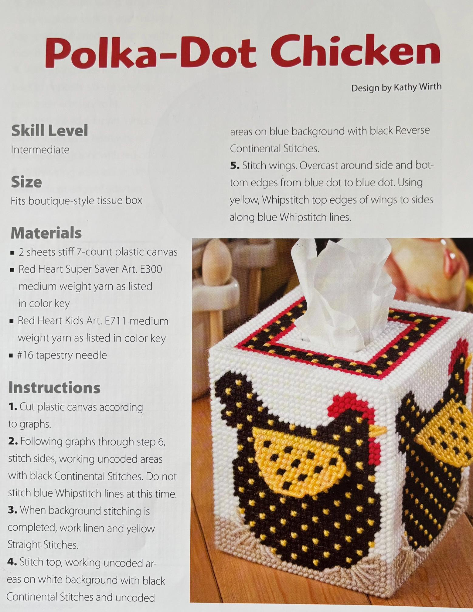 Plastic Canvas Pattern in 7 Count Polka Dot Chicken Boutique Tissue ...