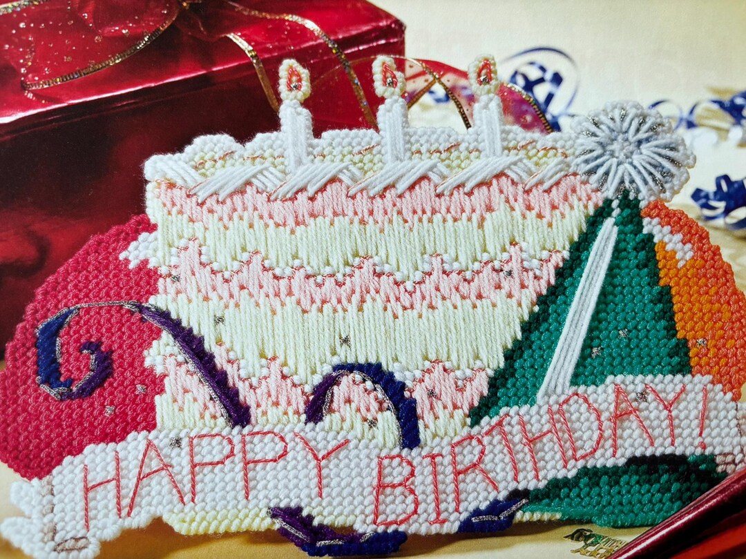 Plastic Canvas Pattern in 7 Count Neat Happy Birthday Tapestry Wall Art ...