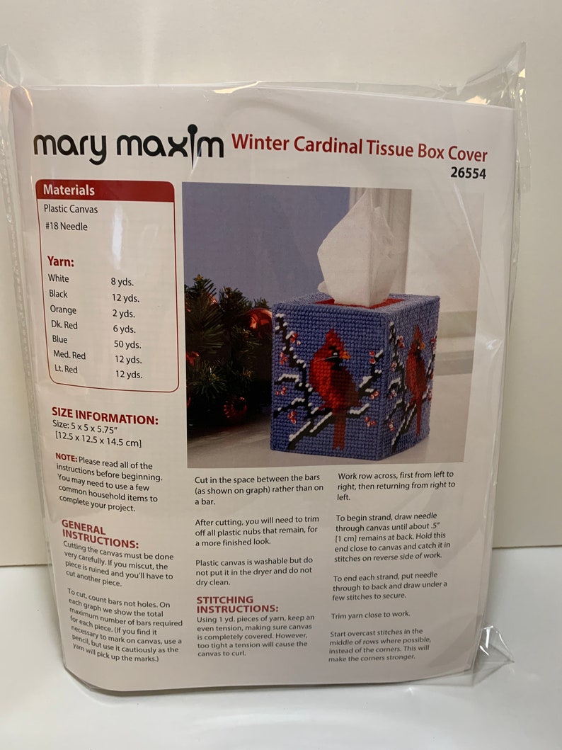Mary Maxim Plastic Canvas Kit "winter Cardinal Tissue Topper" - Etsy