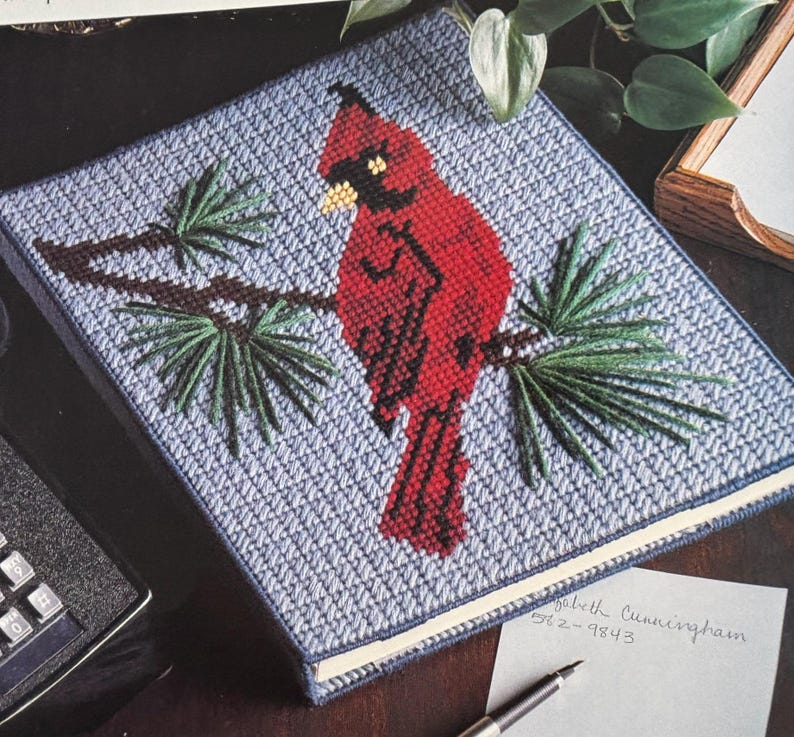 Plastic Canvas Pattern in 7 Count Cheery Cardinal Hello Book Cover ...