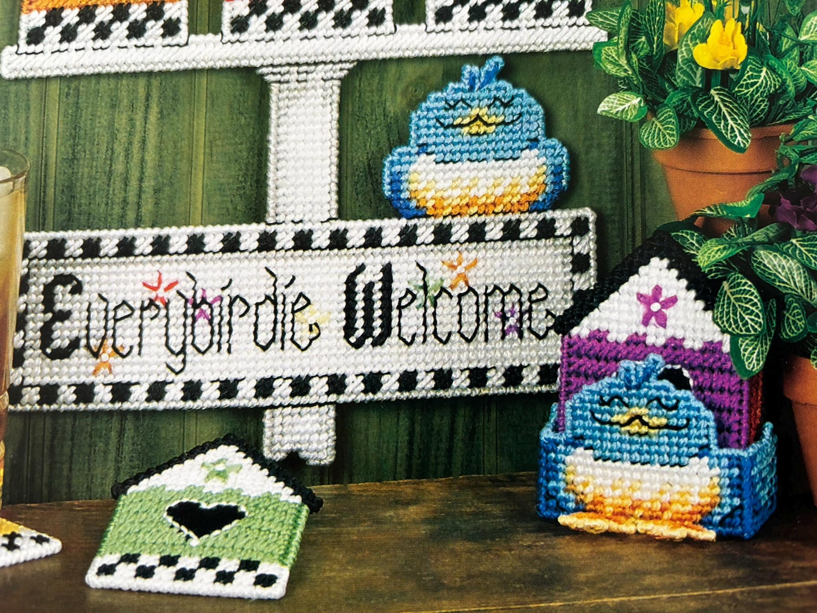 Patrón de lona plástica en 7 unidades Birdies Welcome Posavasos y arte ...