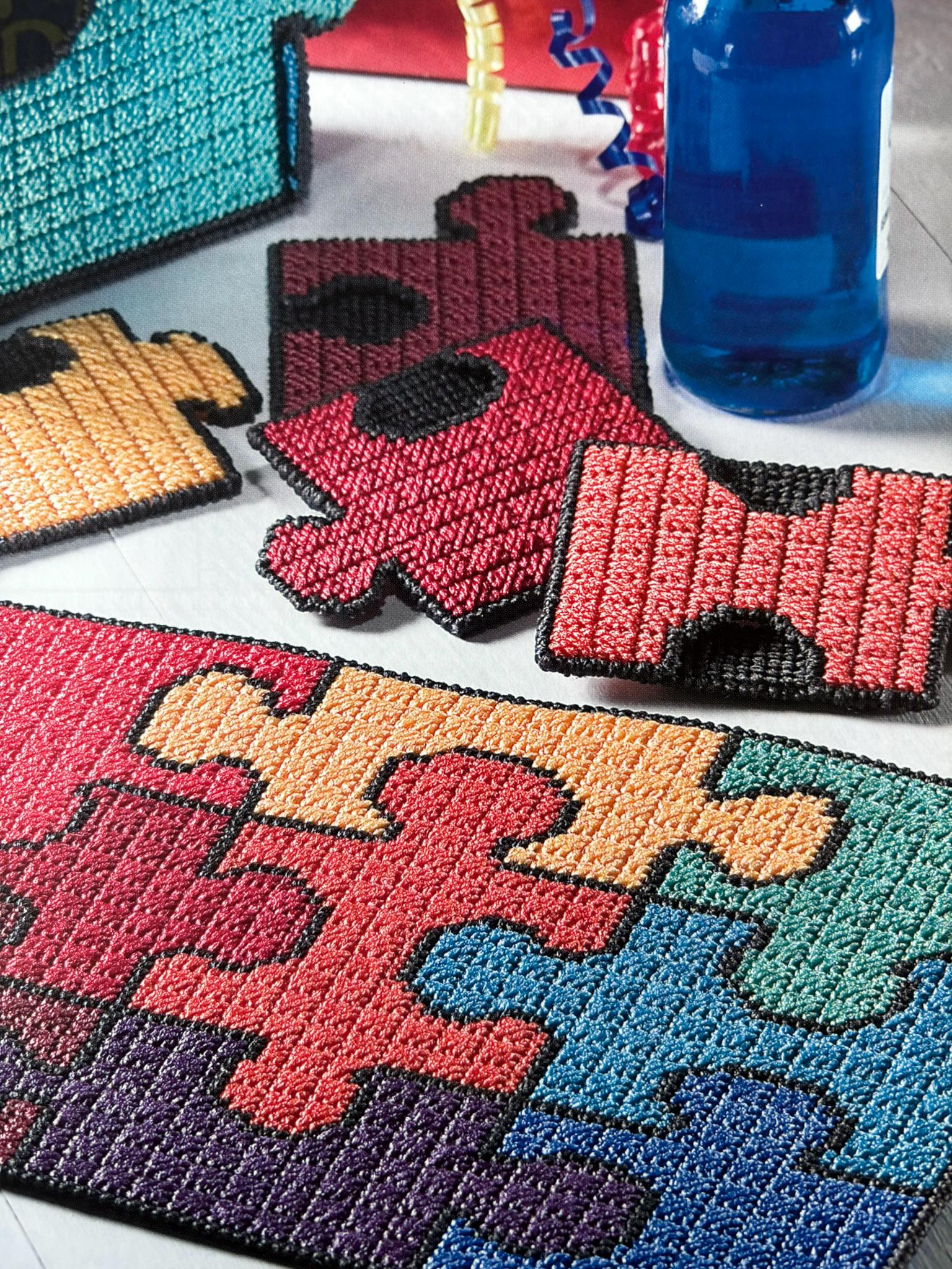 Plastic Canvas Pattern in 7 Count Puzzling Fun Placemats / Coasters and ...