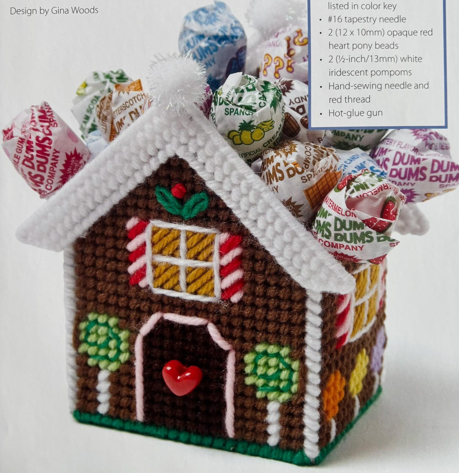 Plastic Canvas Pattern for 7 Count Canvas Gingerbread House Goodie ...