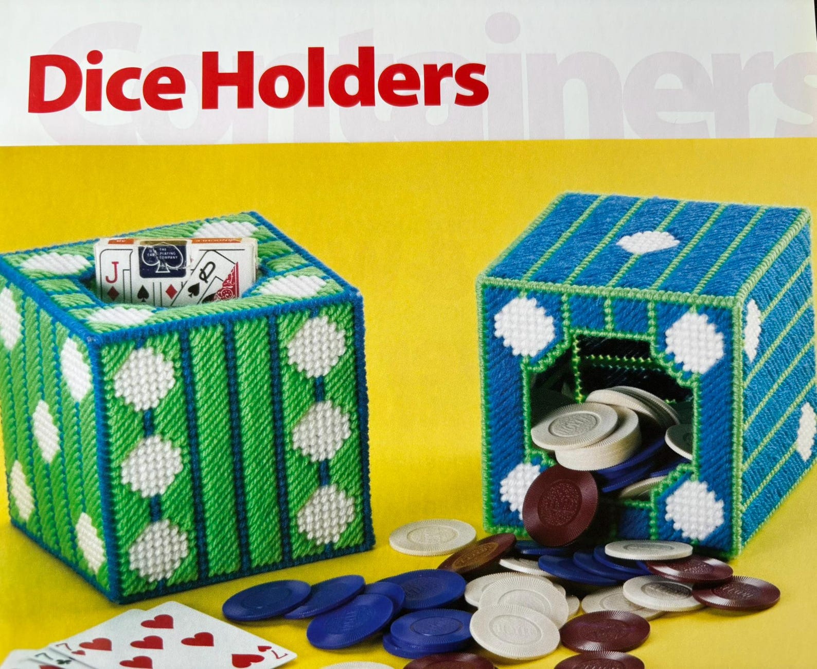 Plastic Canvas Pattern in 7 Count Cool Dice Holders Boxes / Containers ...