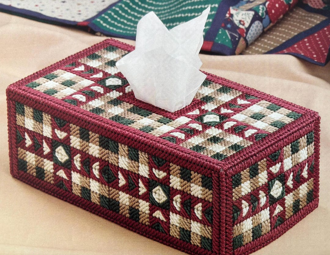 Plastic Canvas Pattern in 7 Count Country Star Quilt Long Style Tissue ...