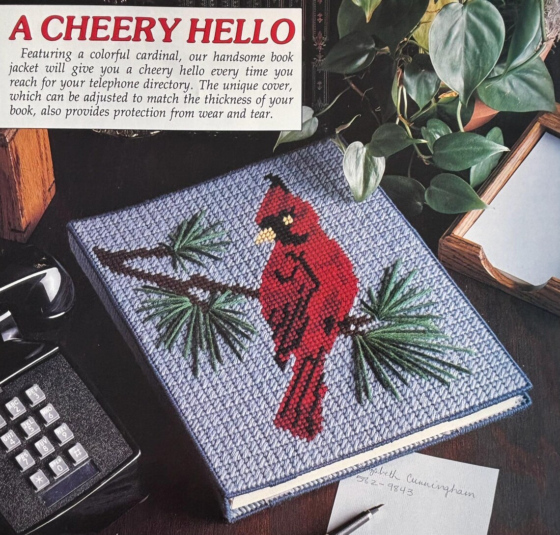 Plastic Canvas Pattern in 7 Count Cheery Cardinal Hello Book Cover ...