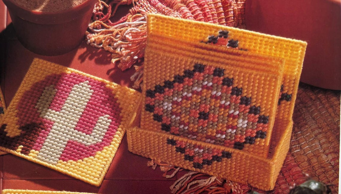 Plastic Canvas Pattern in 7 Count Pretty Southwest Coasters and Holder ...
