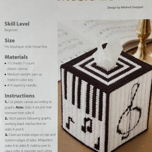 Plastic Canvas Pattern in 7 Count Music Lovers Boutique Tissue Topper ...