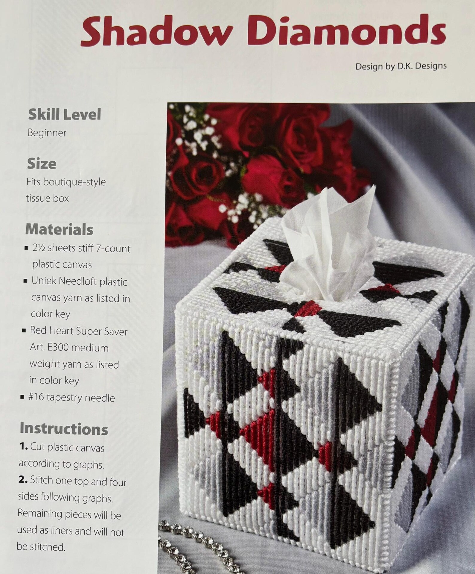 Plastic Canvas Pattern in 7 Count Shadow Diamonds Boutique Tissue ...