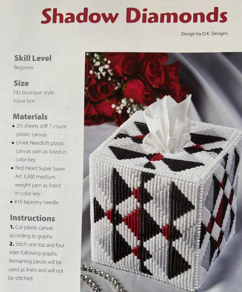 Plastic Canvas Pattern in 7 Count Shadow Diamonds Boutique Tissue ...